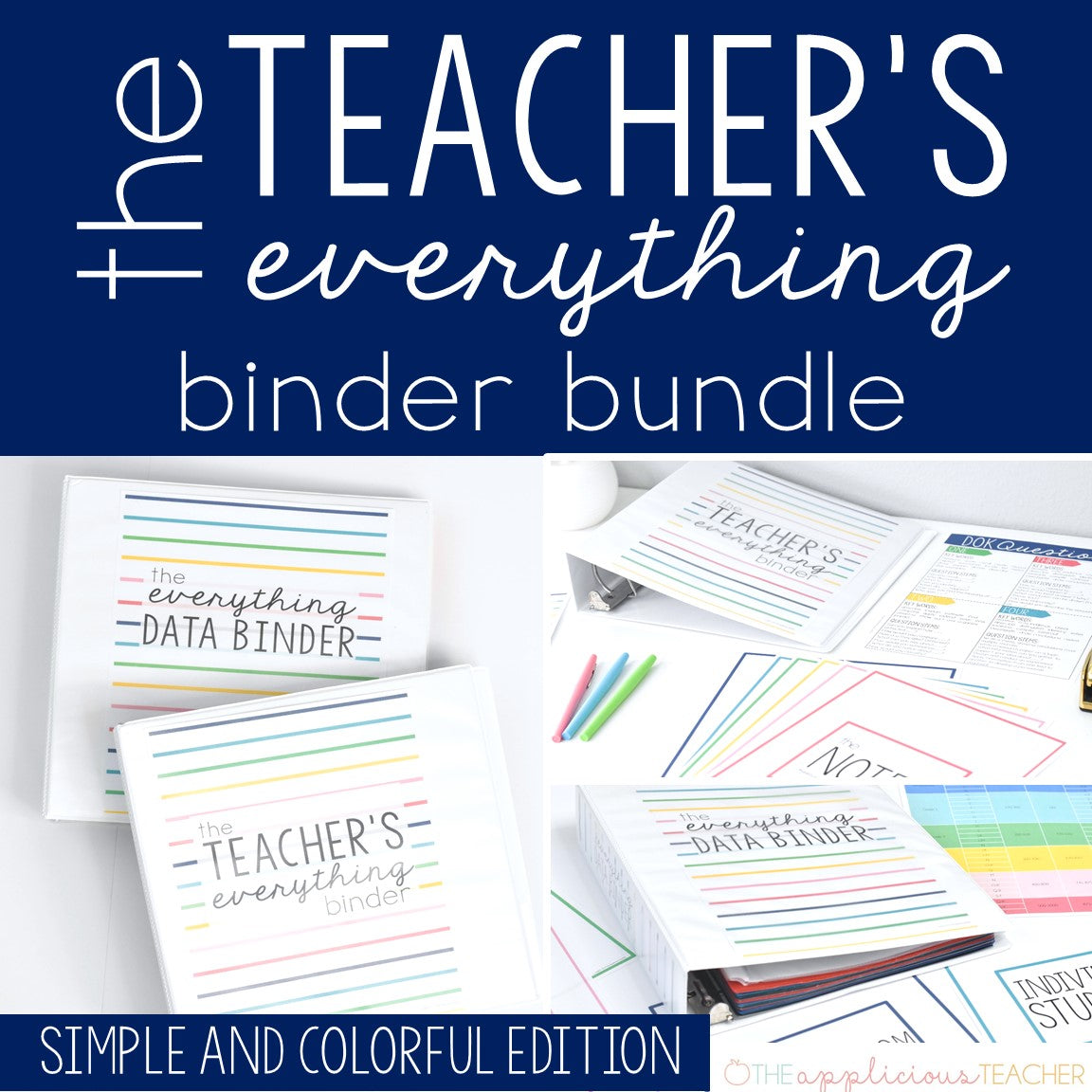 Teacher Everything Binder Bundle: Simple and Colorful – The Applicious ...