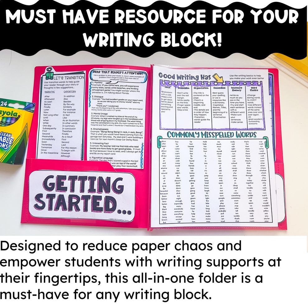 Writing Folder for Student – The Applicious Teacher Resource Store