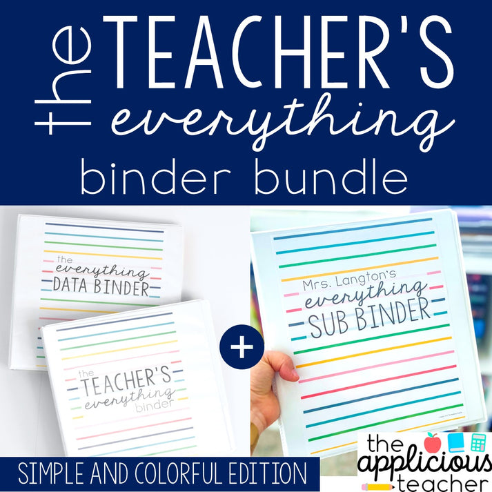 Teacher Everything Binder Bundle: Simple and Colorful – The Applicious ...